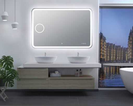 1500*800mm Curved Rim Rectangle 3 Color Lighting Frontlit LED Mirror M