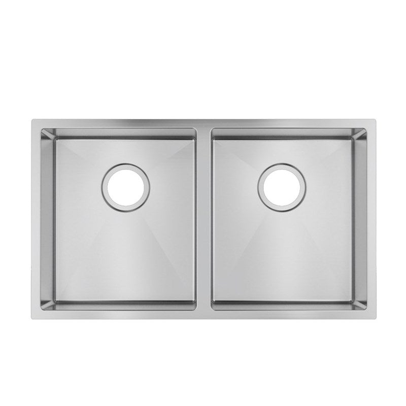 Round Corner Chrome Stainless Steel Handmade Double Bowl Kitchen Sink